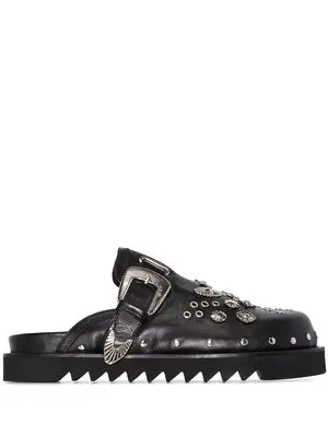 TOGA VIRILIS Studded Slippers - Black