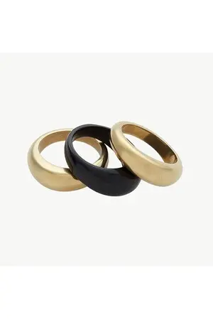 SOKO Mixed Material Ring Stack - Gold