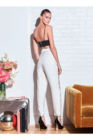 FLEUR DU MAL Silk Pleated Tuxedo Pant