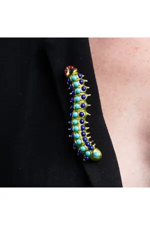 KENNETH JAY LANE Cabochon Caterpillar Pin