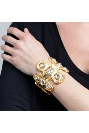 KENNETH JAY LANE Tone Crystal Cuff - Gold