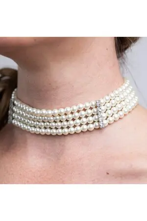 KENNETH JAY LANE 4 Row Crystal Pearl Choker