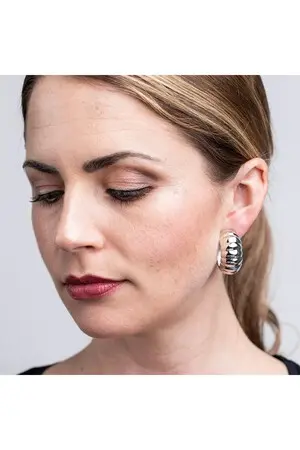KENNETH JAY LANE Polished Shrimp Hoop Clip Earrings