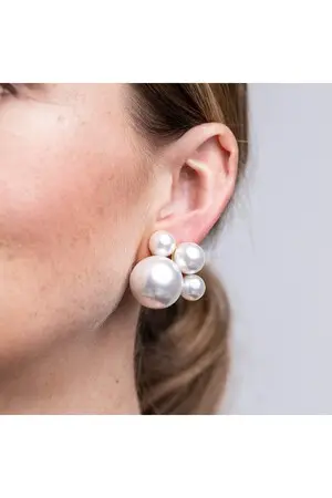 KENNETH JAY LANE Pearl Cluster Clip On Earrings