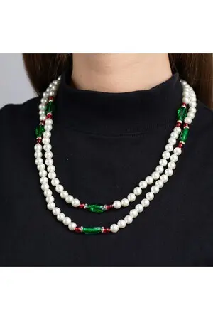 KENNETH JAY LANE Pearl, Emerald And Ruby Necklace - Natural