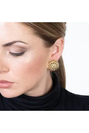 KENNETH JAY LANE Domed Clip On Earrings - Gold