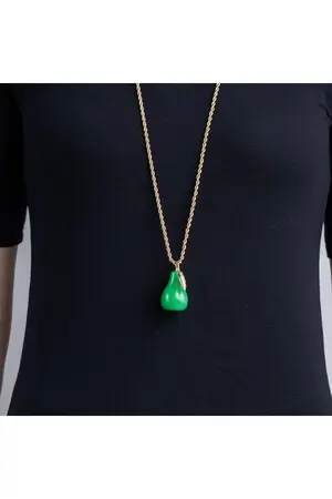 KENNETH JAY LANE Jade Pear Pendant Necklace