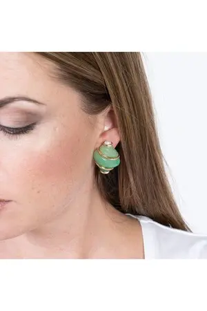 KENNETH JAY LANE Jade Shell Clip-on Earrings - Gold