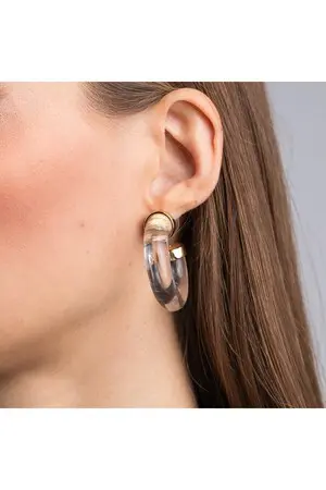 KENNETH JAY LANE Acrylic Hoop Earrings - Gold
