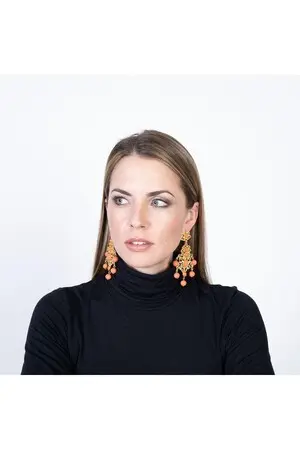 KENNETH JAY LANE Filagree & Drop Clip Earrings