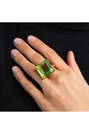 KENNETH JAY LANE Plated Ring With Square Stone - Lime