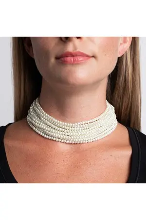 KENNETH JAY LANE Pearl Choker Necklace - Silver