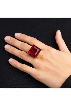 KENNETH JAY LANE Ruby Stone Ring - Lime