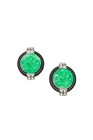 KENNETH JAY LANE Art Deco Clip Earrings - Black