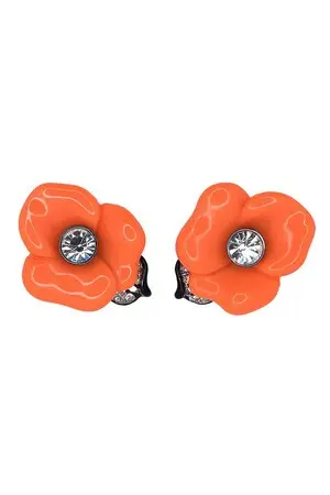 KENNETH JAY LANE Flower Clip-on Earrings - Coral