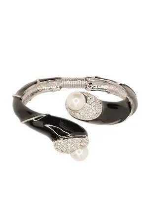 KENNETH JAY LANE Enamel, Crystal Pave And Pearl Bracelet - Black