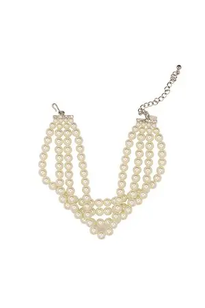 KENNETH JAY LANE Four Row Pearl Choker - Silver