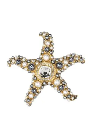 KENNETH JAY LANE Pearl Starfish Pin - Grey