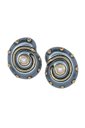 KENNETH JAY LANE Dotted Pearl Snail Clip-on Earrings