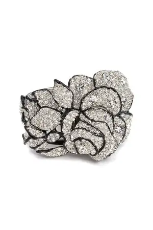 KENNETH JAY LANE Pavé Rose Cuff Bracelet - Black