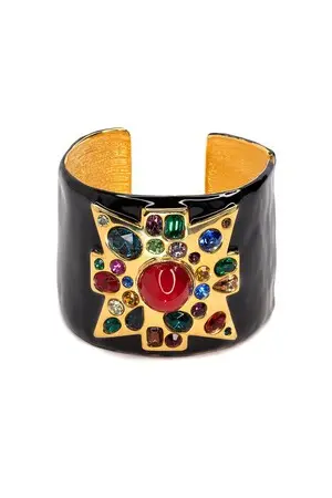 KENNETH JAY LANE Enamel Maltese Cross Cuff - Black