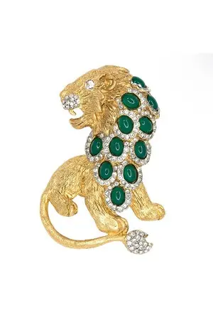 KENNETH JAY LANE Chrysoprase Lion Pin - Green