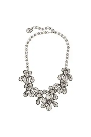 KENNETH JAY LANE Crystal Flower Statement Necklace - Red