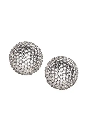 KENNETH JAY LANE Jackie Kennedy Onassis Rhinestone Ball Clip-on Earrings - White