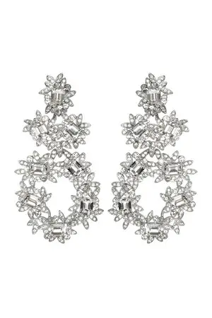 KENNETH JAY LANE Crystal Flower Clip Earrings - Silver