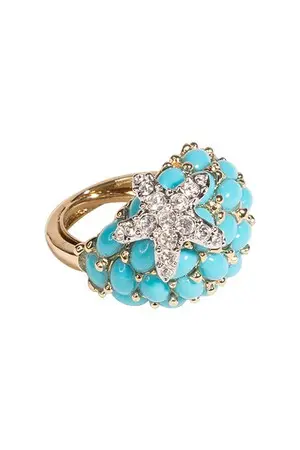 KENNETH JAY LANE Turquoise And Crystal Starfish Ring - Natural