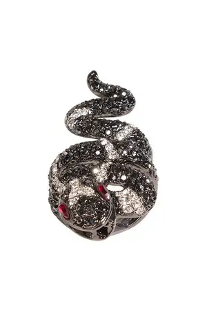 KENNETH JAY LANE Hematite And Crystal Snake Ring - Natural