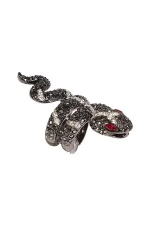 KENNETH JAY LANE Hematite And Crystal Snake Ring Red