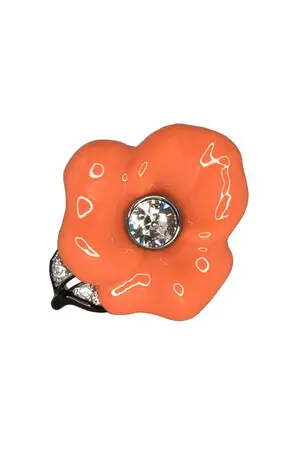 KENNETH JAY LANE Silver & Flower Statement Ring