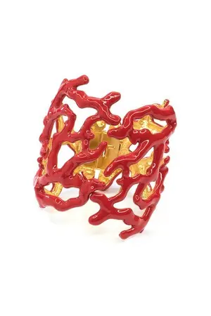 KENNETH JAY LANE Enamel Cuff - Coral