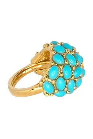 KENNETH JAY LANE Turquoise Cabochon Dome Ring - Gold