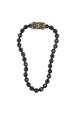 KENNETH JAY LANE Vintage Beaded Necklace With Enamel Clasp - Black