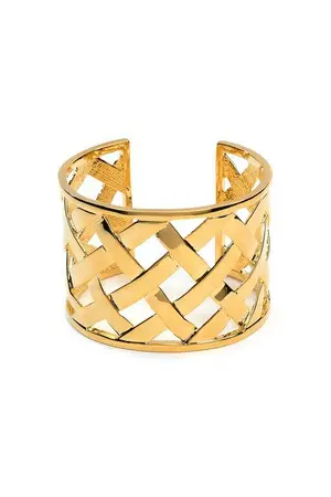 KENNETH JAY LANE Polished Basketweave Cuff - Gold