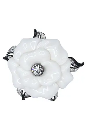 KENNETH JAY LANE Resin Flower Pin - White