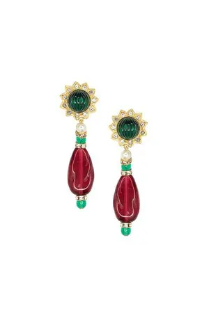 KENNETH JAY LANE Emerald And Ruby Clip Earrings - Gold