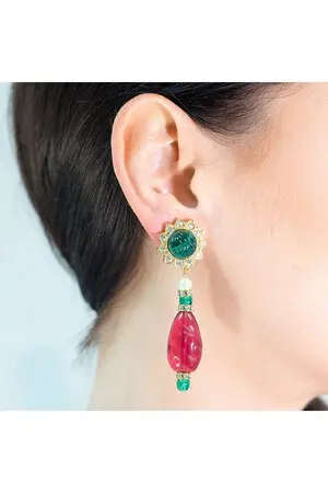 KENNETH JAY LANE Emerald And Ruby Clip Earrings