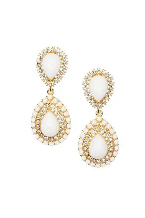 KENNETH JAY LANE Teardrop Clip Earrings - White