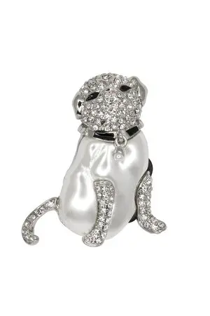 KENNETH JAY LANE Pearl Pug Pin - White