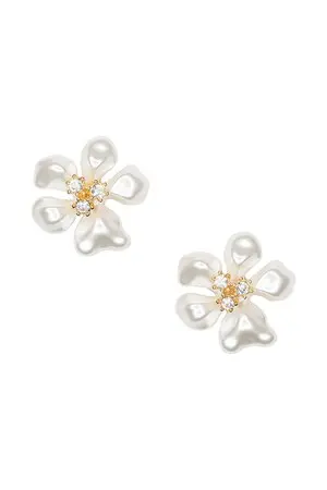 KENNETH JAY LANE Pearl Flower Clip On Earrings - White
