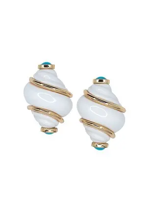 KENNETH JAY LANE Shell And Turquoise Clip-on Earrings