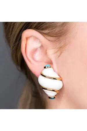 KENNETH JAY LANE Shell And Turquoise Clip-on Earrings