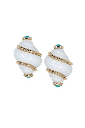 KENNETH JAY LANE Shell And Turquoise Clip-on Earrings - White