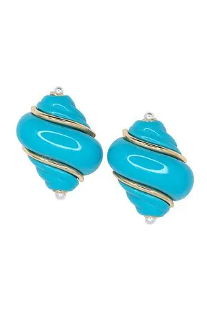 KENNETH JAY LANE Turquoise And Pearl Clip Earrings - Gold
