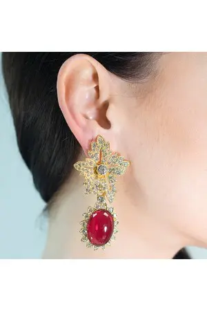 KENNETH JAY LANE Jackie Kennedy Onassis Ruby Clip-on Earrings