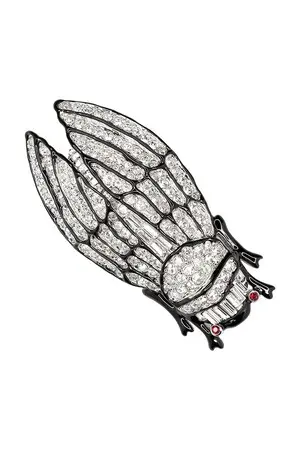 KENNETH JAY LANE Crystal Cicada Brooch - Black