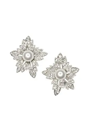KENNETH JAY LANE Pearl Flower Clip Earrings - White